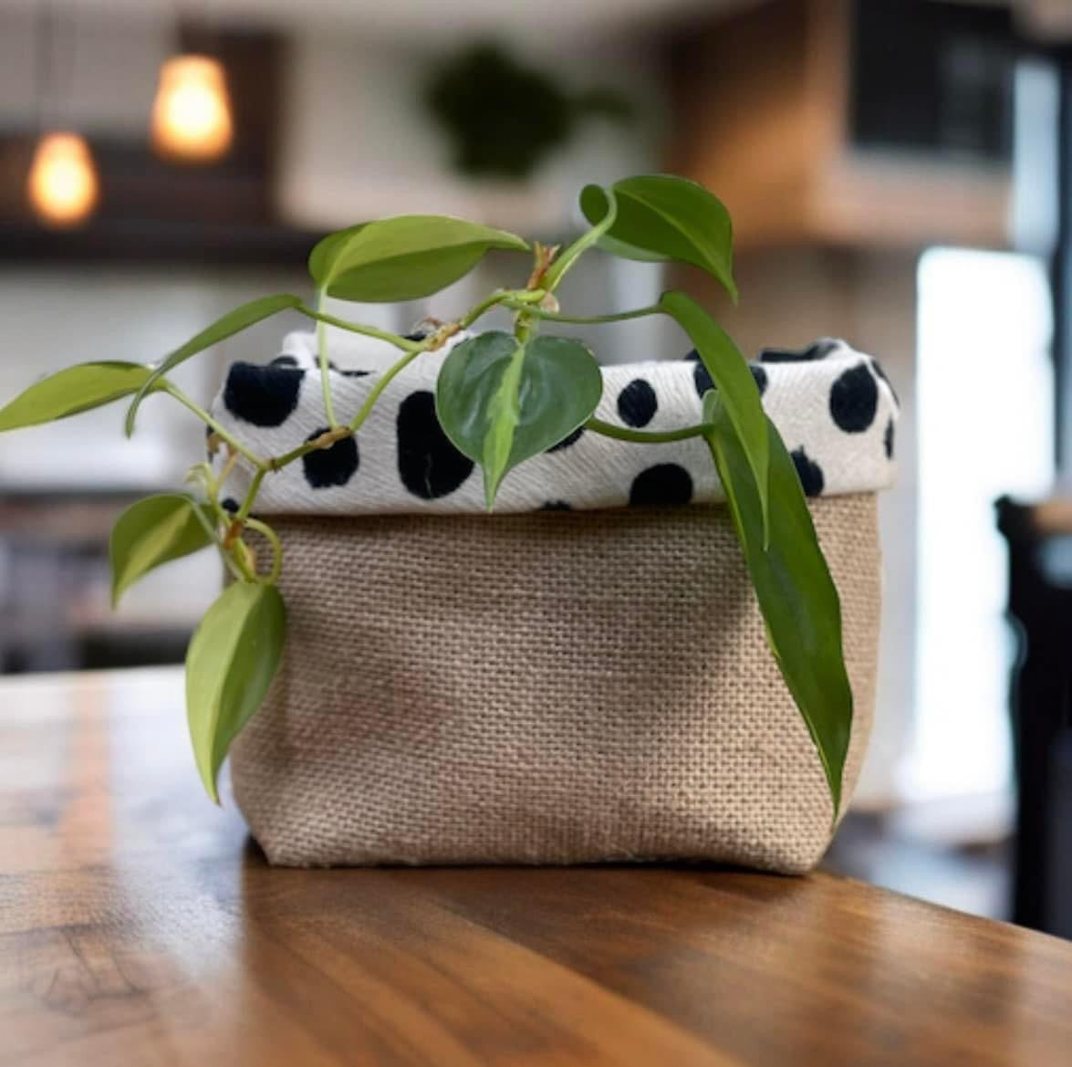Dalmation Print Velvet & Hessian Plant Pots – Lulu Interiors